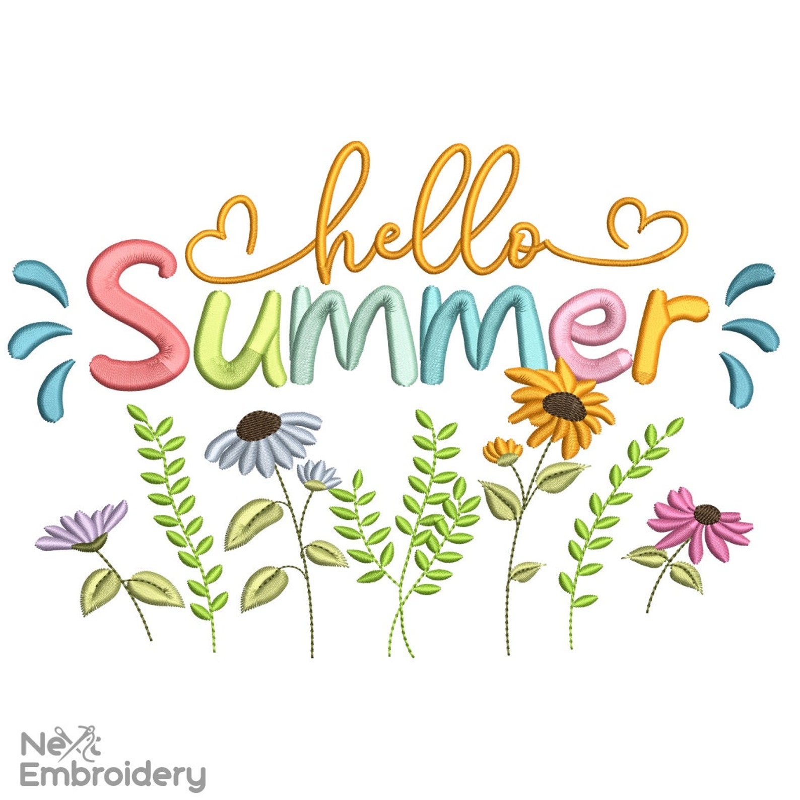 Hello Summer Embroidery Design. Floral Embroidery Design, Instant ...