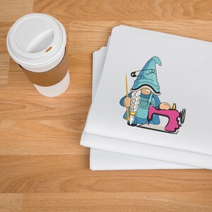 Sewing Girl Gnome Embroidery Design. Gnome With Sewing Machine ...