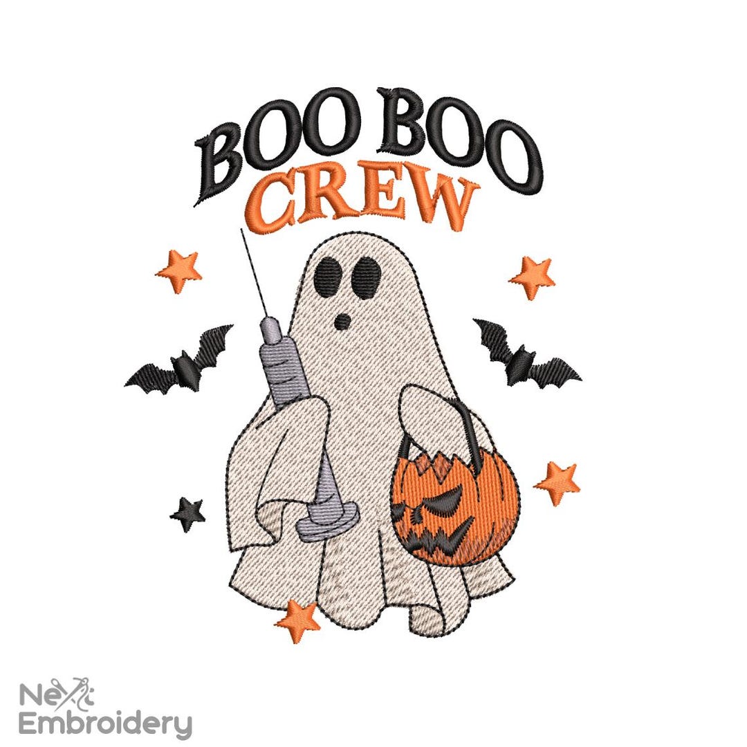 Boo Boo Crew Embroidery Design. Halloween Ghost Embroidery Design, Boo ...