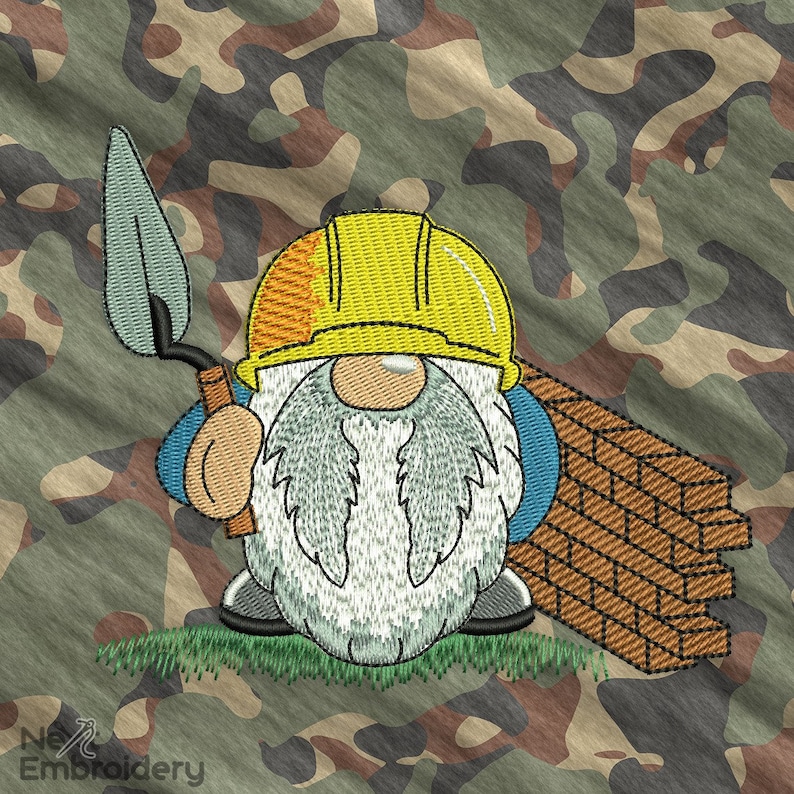 Bricklayer Gnome Embroidery Design Construction Man - Etsy