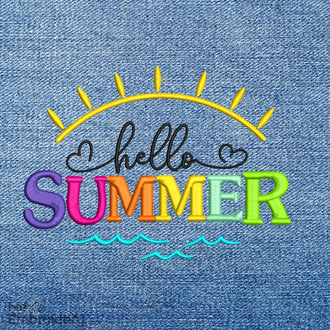 Hello Summer Embroidery Design, Minimalist Embroidery Design, Instant ...