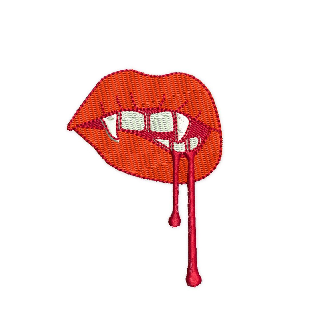 Vampire Lips Blood Embroidery Design. Halloween Blood Machine ...
