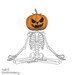 Skeleton Embroidery Design. Halloween Pumpkin Skeleton Meditating ...