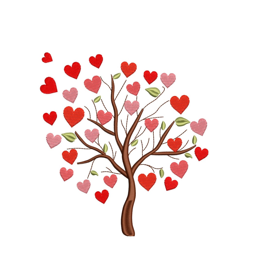 Heart Tree Embroidery Design, Minimalist Valentine Embroidery Design ...