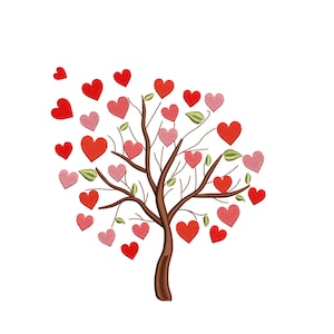 Heart Tree Embroidery Design, Minimalist Valentine Embroidery Design ...