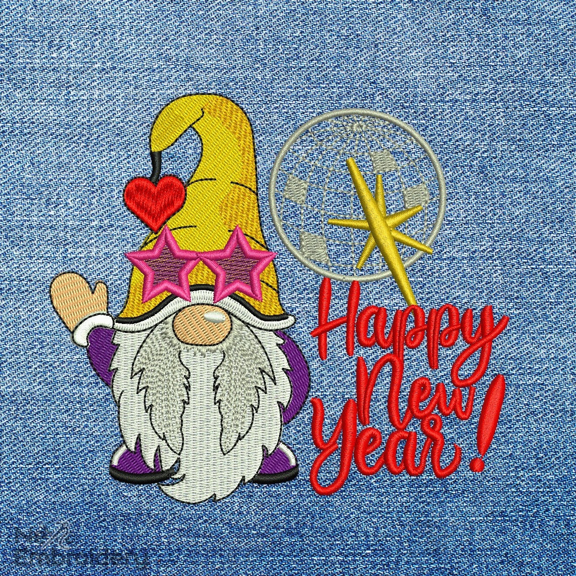 Happy New Year Gnome Embroidery Designs Christmas Machine | Etsy