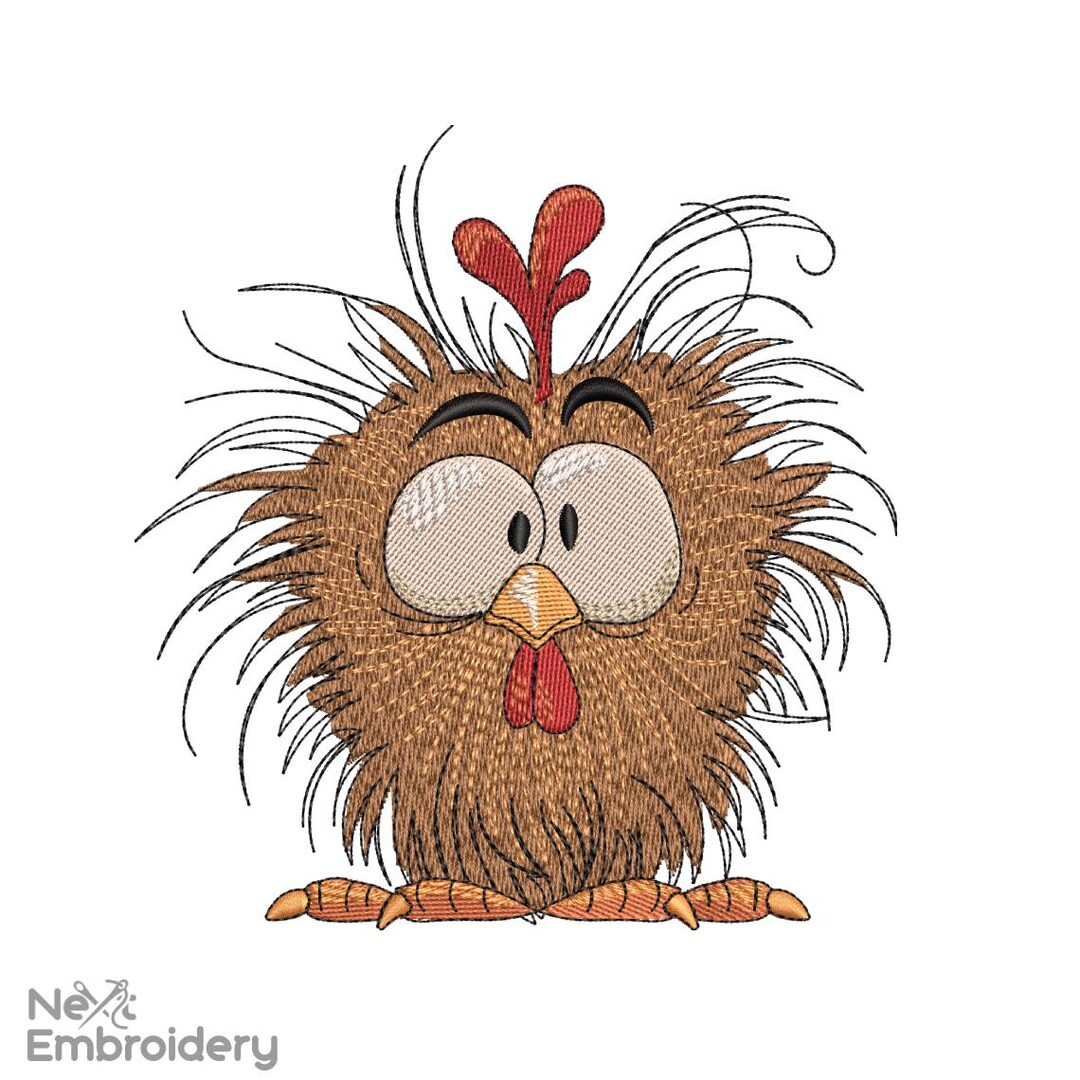 Crazy Funny Chicken Embroidery Design, Machine Embroidery File, Instant ...
