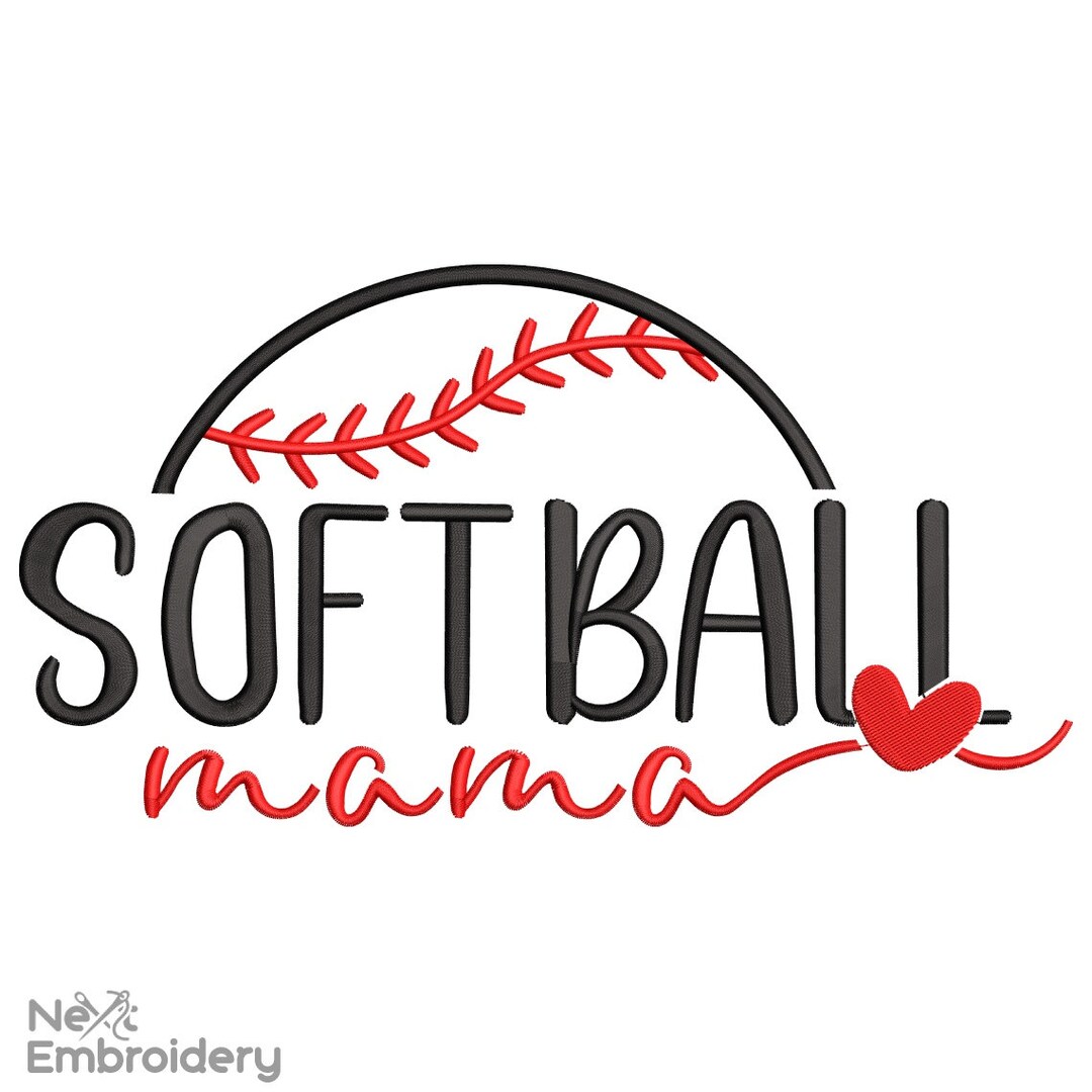 Softball Mama Embroidery Design, Mother’s Day Machine Embroidery File ...