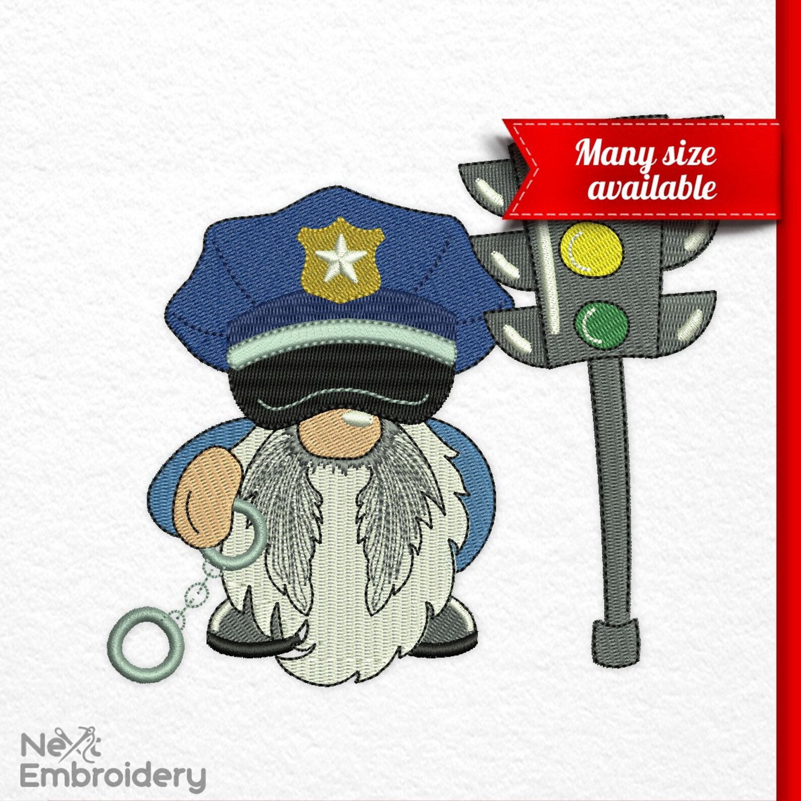 Policeman Gnome Embroidery Design Police Machine Embroidery | Etsy