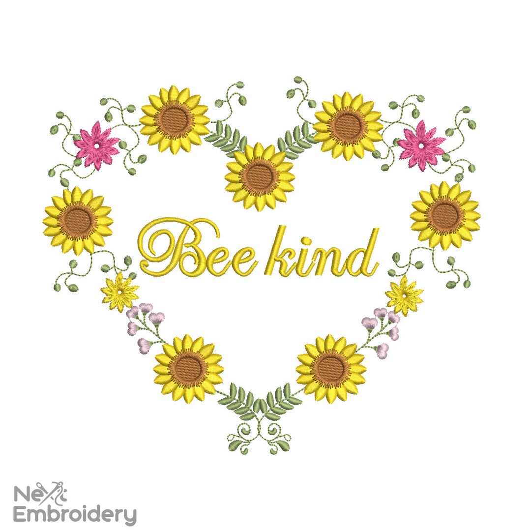 Bee Kind Embroidery Design, Minimalist Embroidery Design, Instant ...