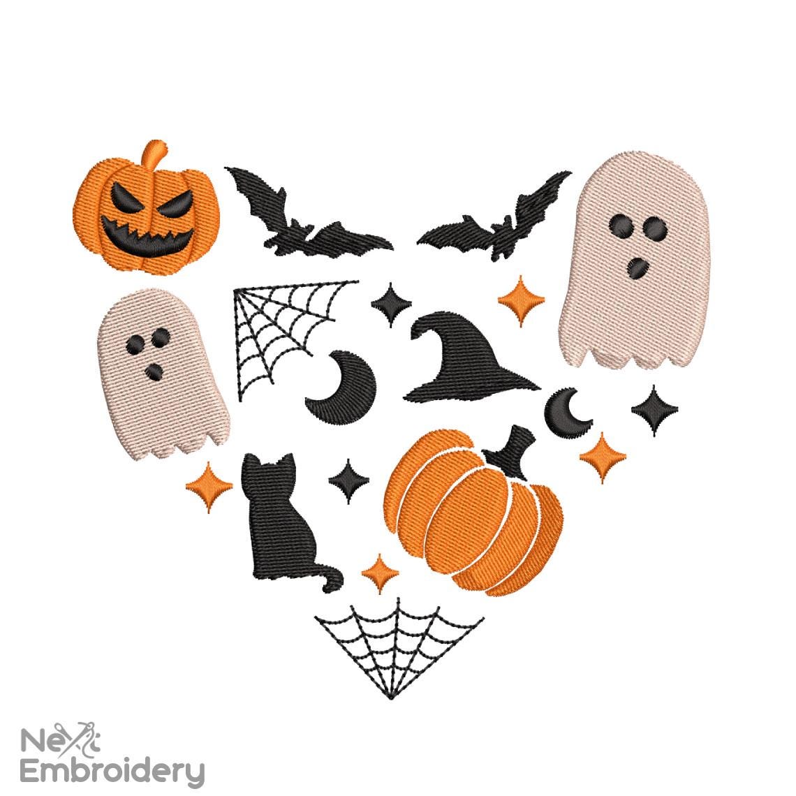 Halloween Heart Embroidery Design. Ghostembroidery Designs, Instant ...