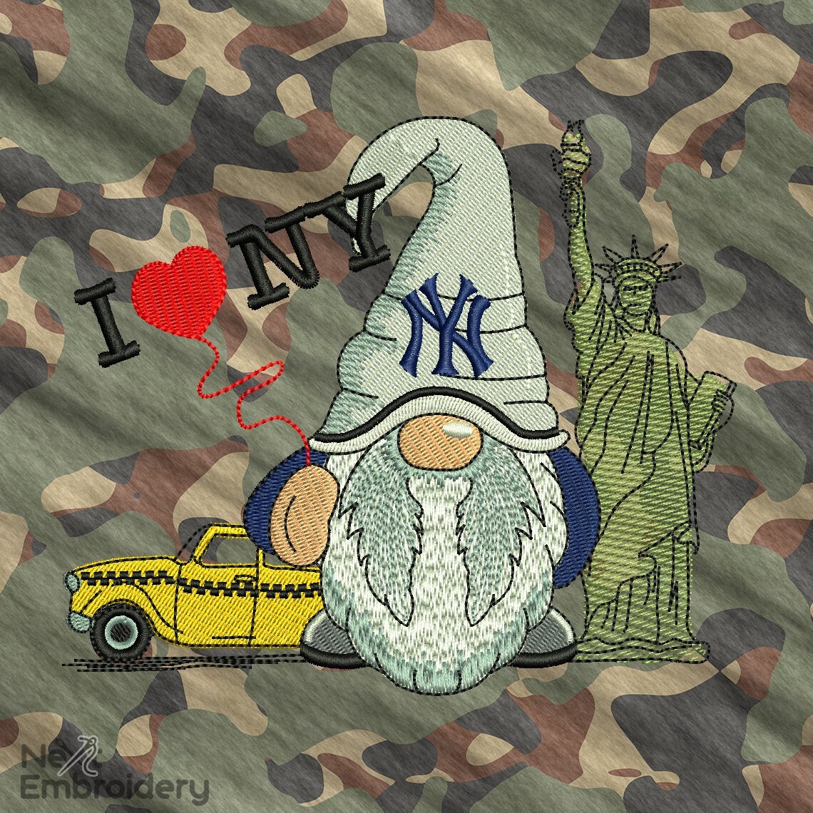 New York Gnome Embroidery Design, I Love NY Machine Embroidery File - Etsy