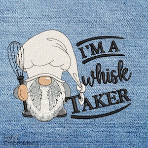 Whisk Taker Gnome Embroidery Design, Sweet Embroidery Design, Kitchen ...