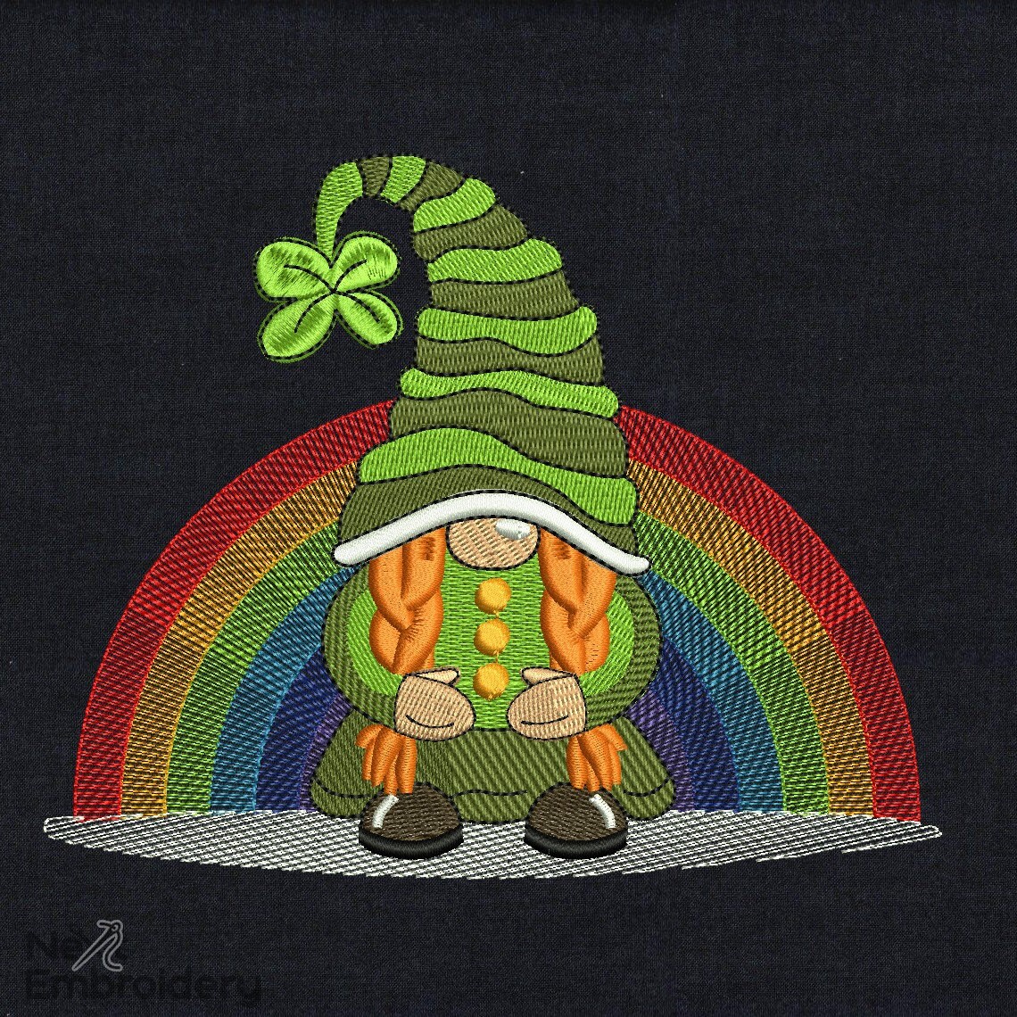 Rainbow Gnome Girl St Patricks Day Embroidery Designs, Holiday ...