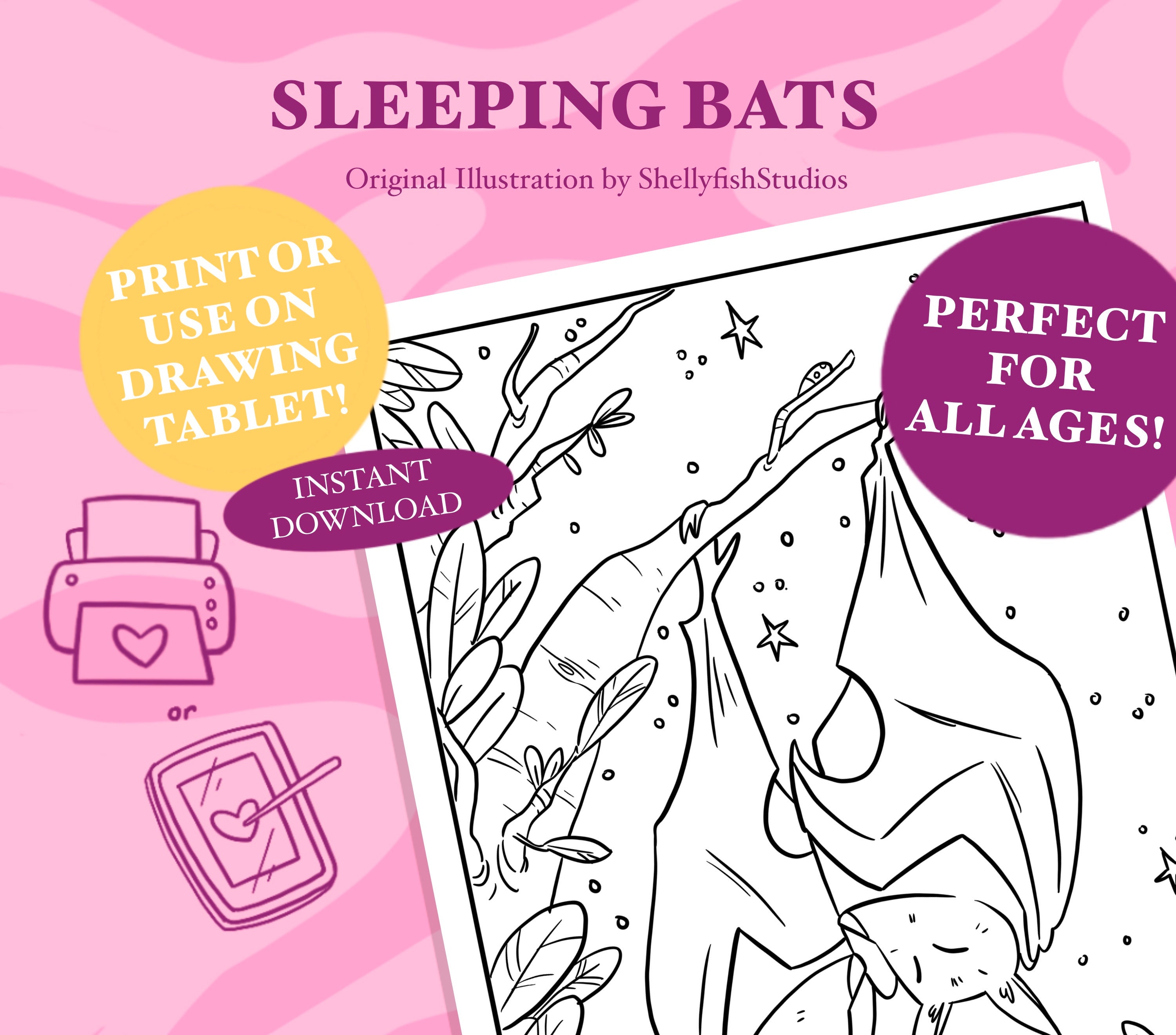 Sleeping Bat Coloring Page
