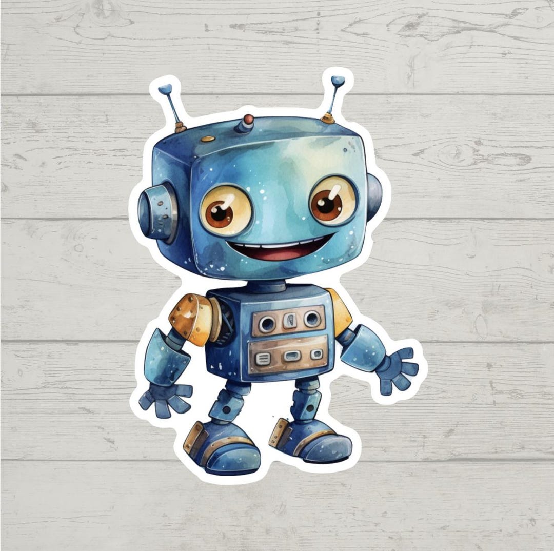 Robot Sticker Waterproof Glossy Vinyl Sticker Cute Gift Tumbler Laptop ...