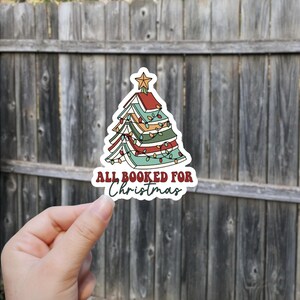 Book Christmas Tree Sticker Waterproof Glossy Vinyl Sticker Cute Gift ...
