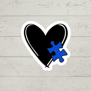 Heart With Colored Puzzle Piece for Autism Sticker Waterproof Glossy ...