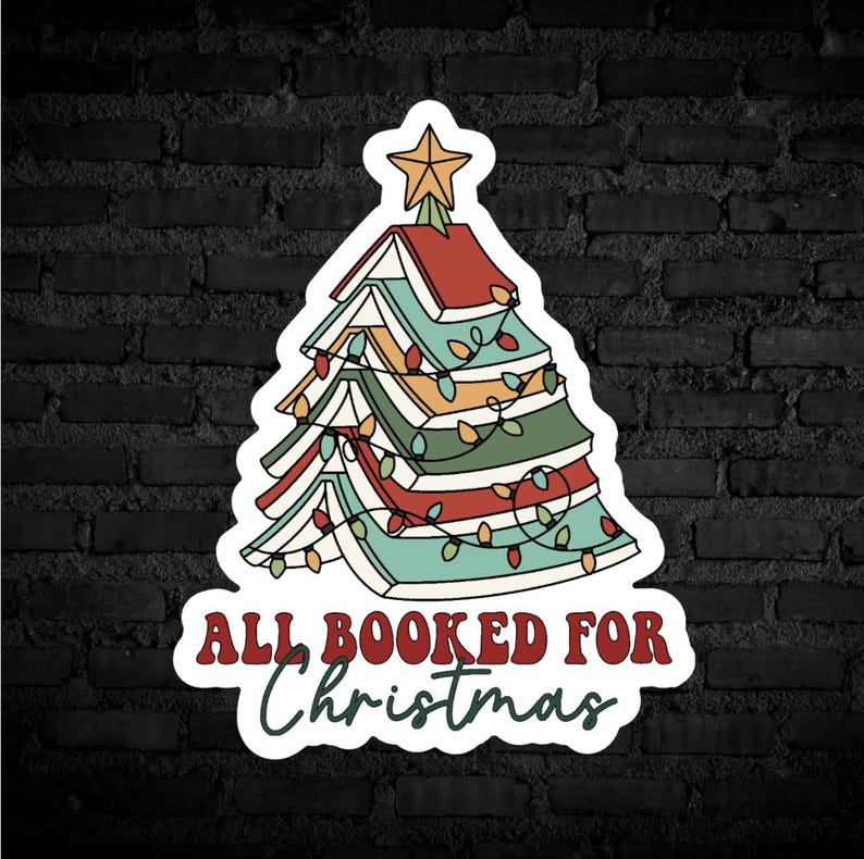 Book Christmas Tree Sticker Waterproof Glossy Vinyl Sticker Cute Gift ...