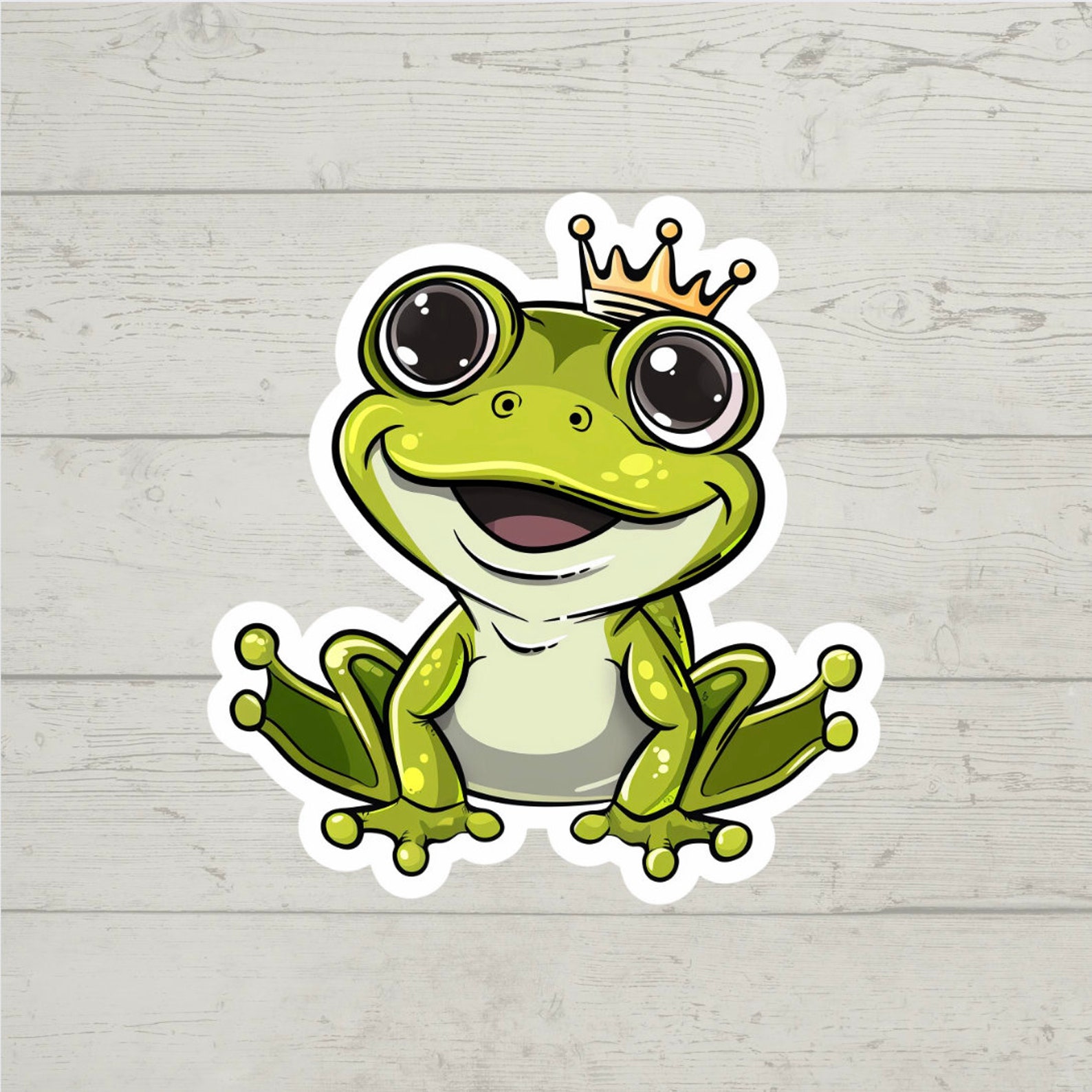 Frog Prince Sticker Colorful Waterproof Glossy Vinyl Sticker Cute Gift ...
