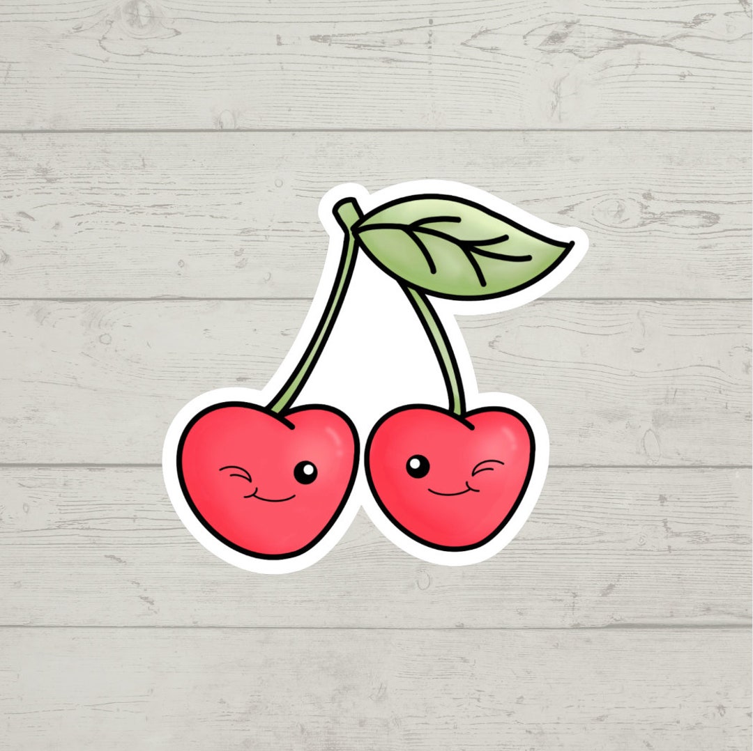 Cherries Sticker Waterproof Glossy Vinyl Sticker Cute Gift Tumbler ...