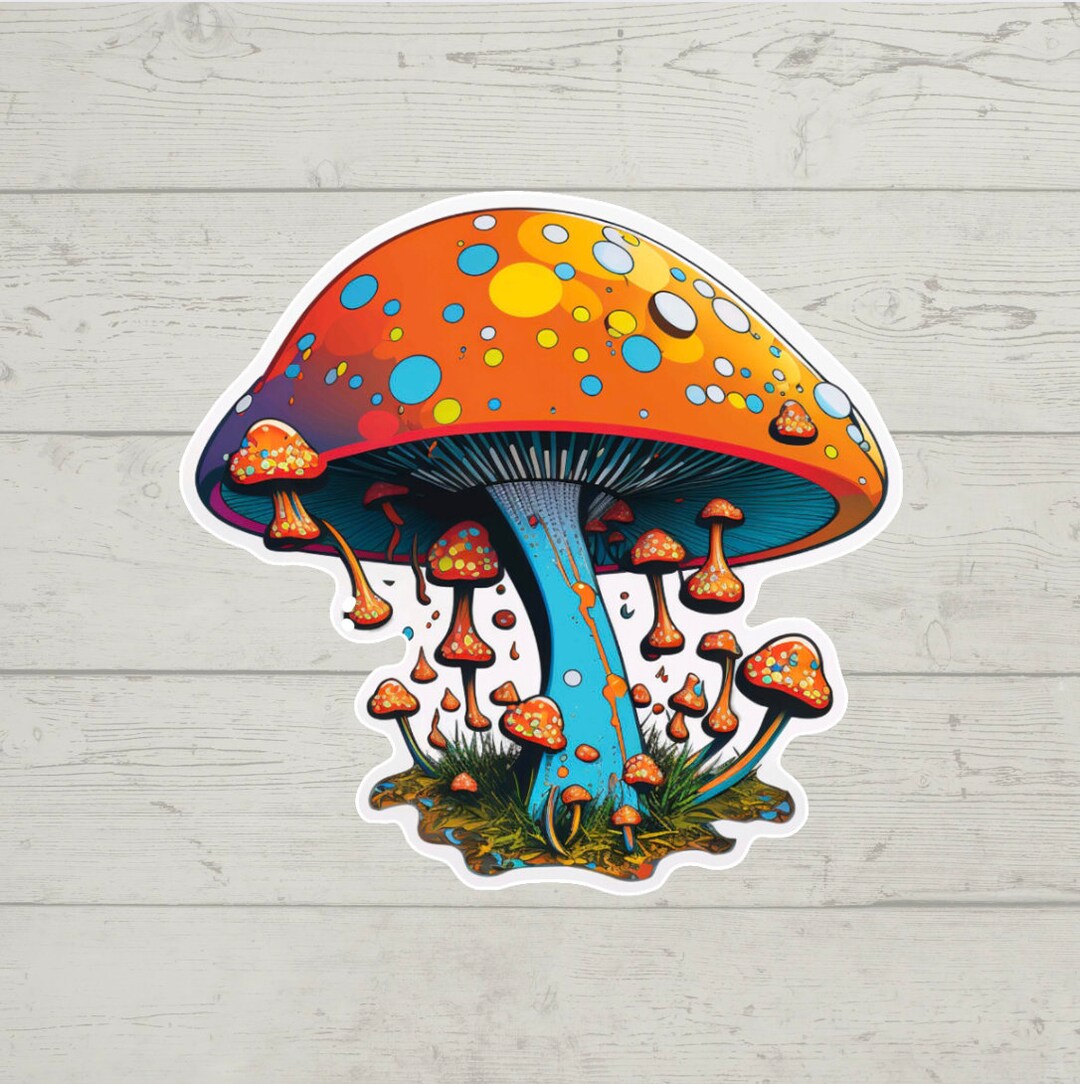 Mushroom Sticker Colorful Waterproof Glossy Vinyl Sticker Cute Gift ...