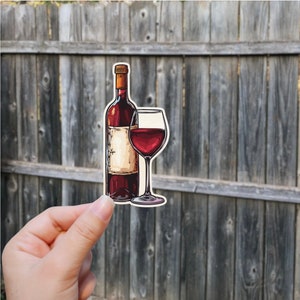 Glass of Wine Sticker Colorful Waterproof Glossy Vinyl Sticker Cute ...