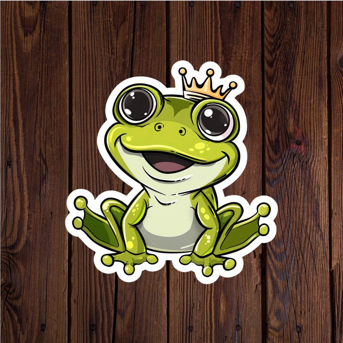 Frog Prince Sticker Colorful Waterproof Glossy Vinyl Sticker Cute Gift ...