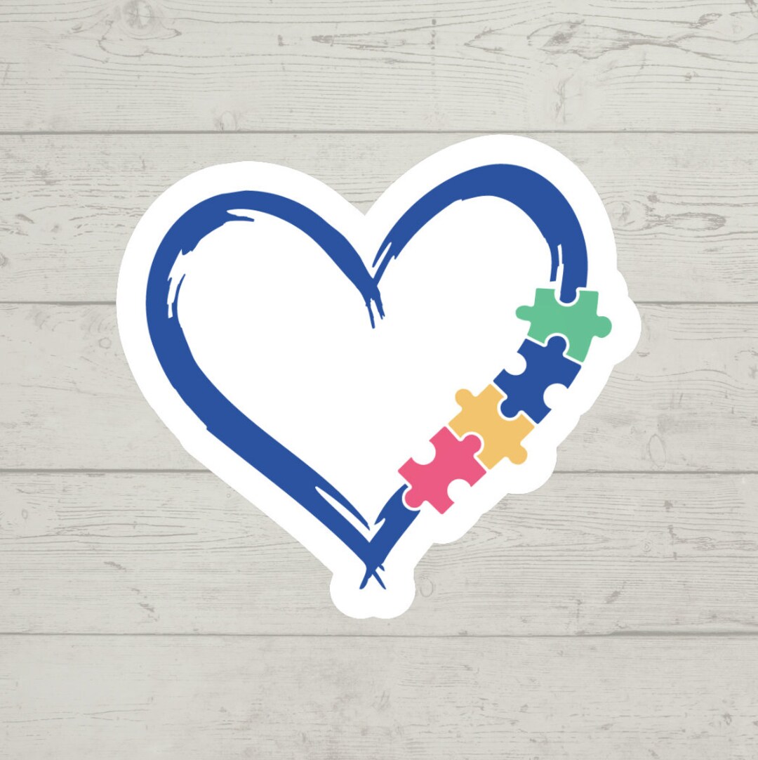 Autism Heart Sticker Autism Awareness Waterproof Glossy Vinyl Sticker ...