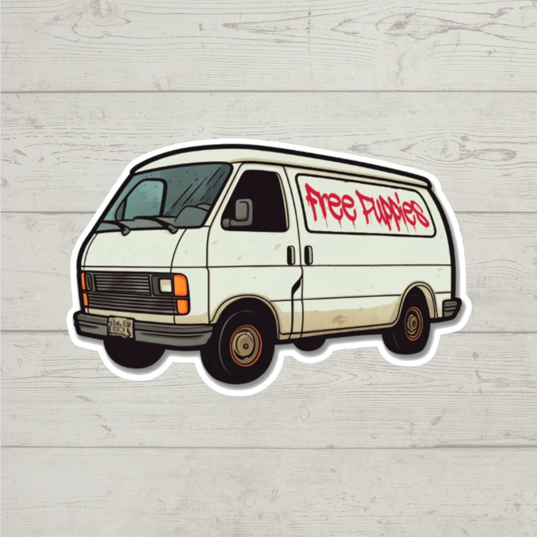 Free Puppies Creepy Van Sticker Waterproof Glossy Vinyl Sticker Cute ...