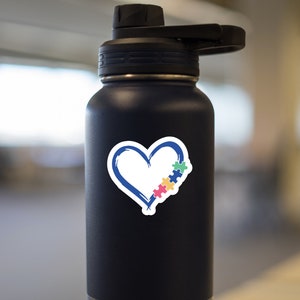 Autism Heart Sticker Autism Awareness Waterproof Glossy Vinyl Sticker ...