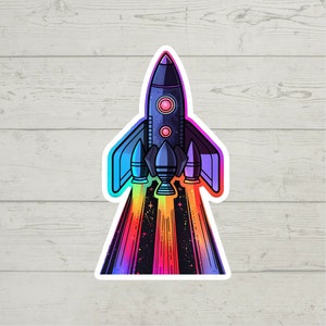 Space Ship Sticker Colorful Waterproof Glossy Vinyl Sticker Cute Gift ...