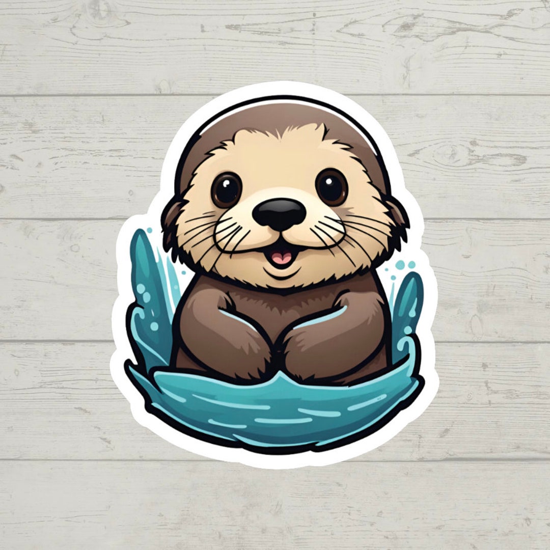 Sea Otter Sticker Colorful Waterproof Glossy Vinyl Sticker Cute Gift ...