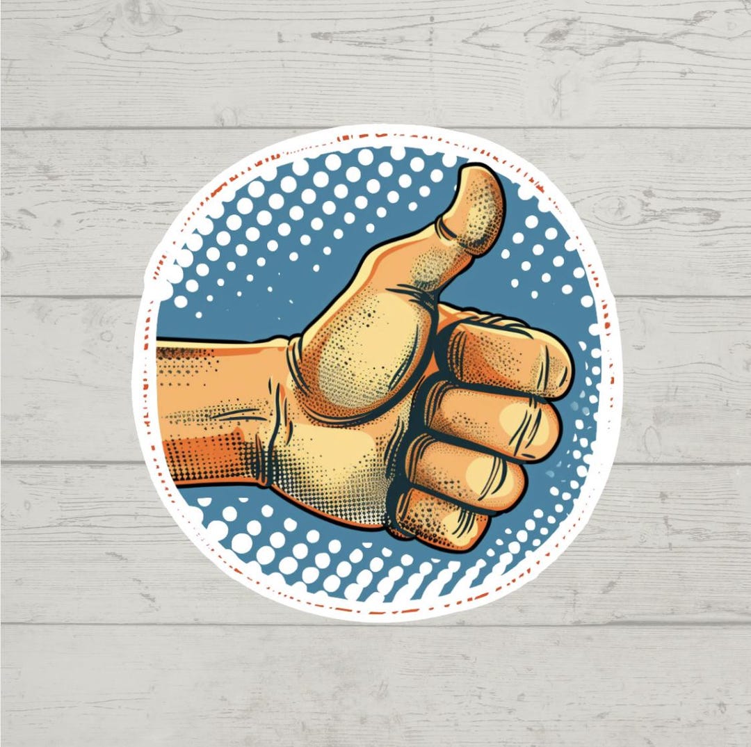 Thumbs up Sticker Waterproof Glossy Vinyl Sticker Cute Gift Tumbler ...