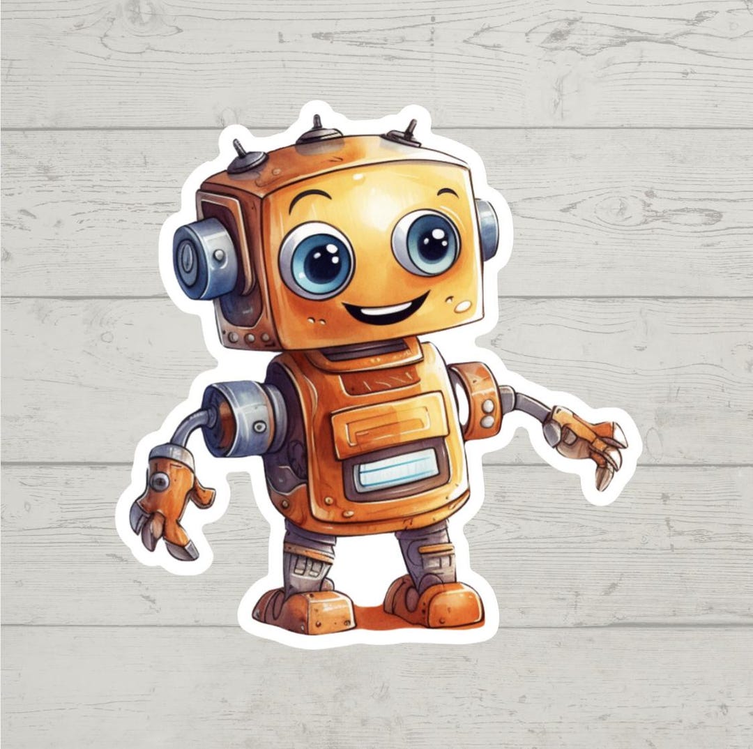 Robot Sticker Waterproof Glossy Vinyl Sticker Cute Gift Tumbler Laptop ...
