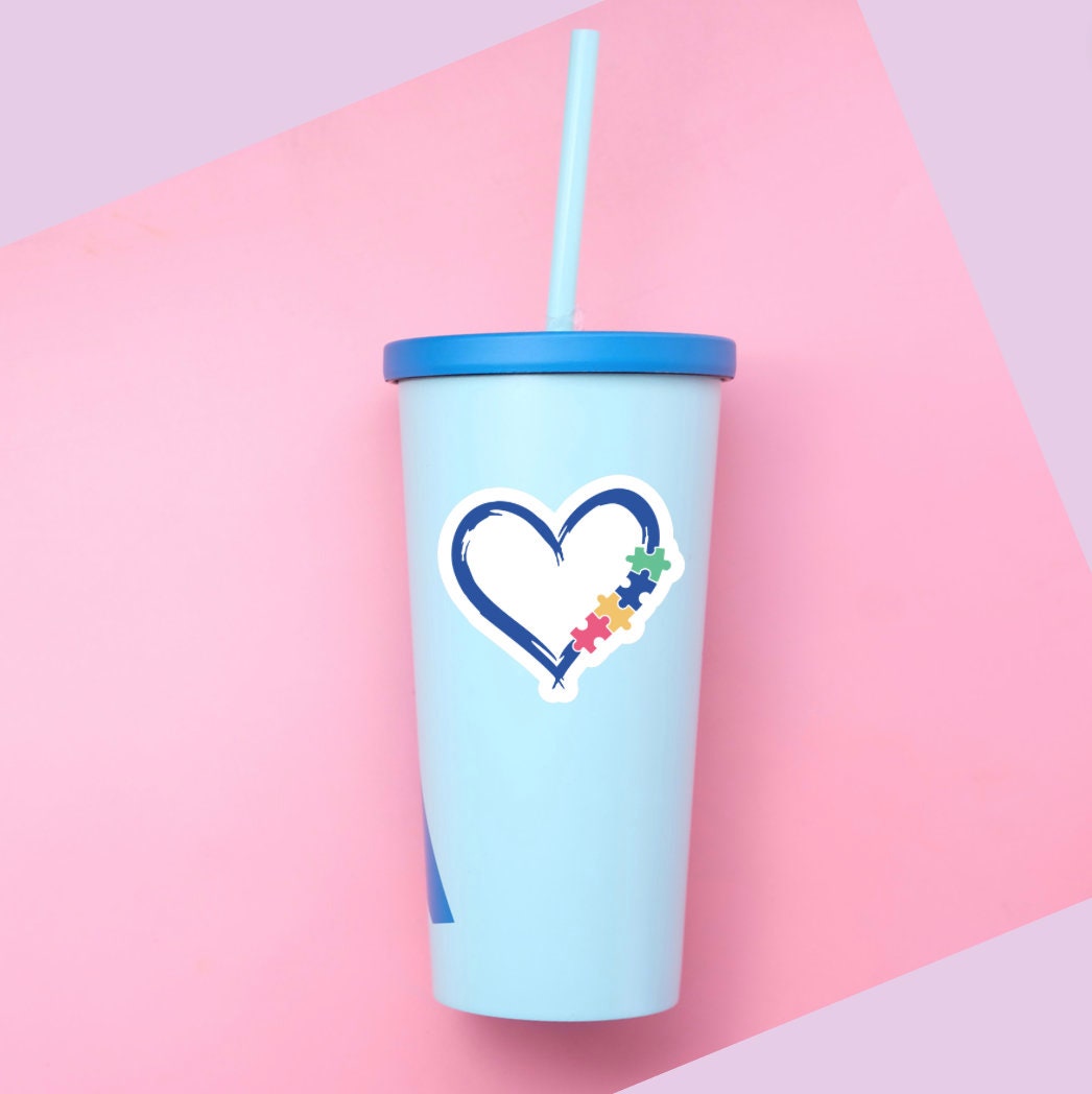 Autism Heart Sticker Autism Awareness Waterproof Glossy Vinyl Sticker ...