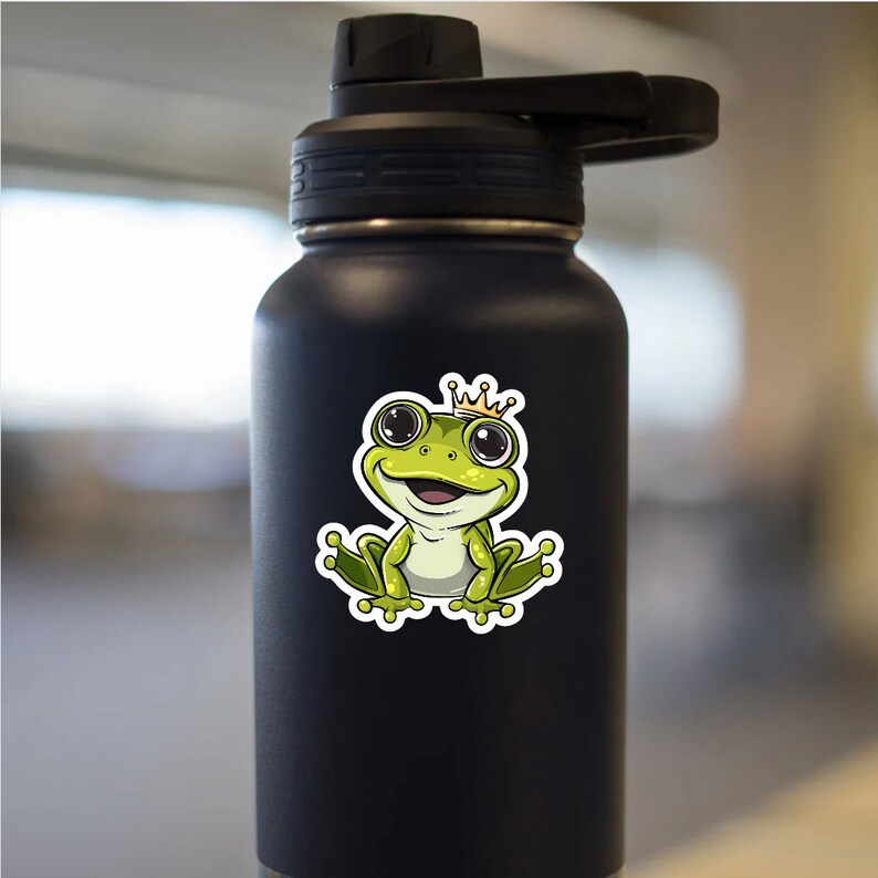 Frog Prince Sticker Colorful Waterproof Glossy Vinyl Sticker Cute Gift ...