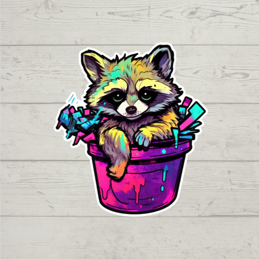 Raccoon Sticker Waterproof Glossy Vinyl Sticker Cute Gift Tumbler ...