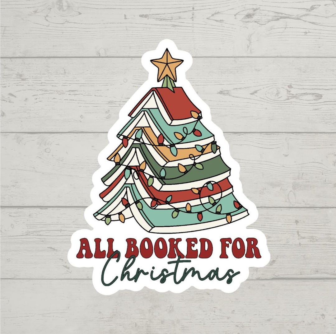 Book Christmas Tree Sticker Waterproof Glossy Vinyl Sticker Cute Gift ...