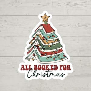 Book Christmas Tree Sticker Waterproof Glossy Vinyl Sticker Cute Gift ...