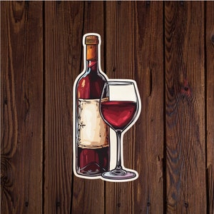 Glass of Wine Sticker Colorful Waterproof Glossy Vinyl Sticker Cute ...