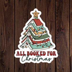 Book Christmas Tree Sticker Waterproof Glossy Vinyl Sticker Cute Gift ...