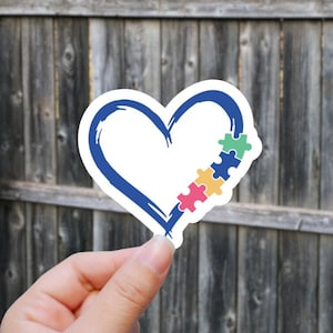 Autism Heart Sticker Autism Awareness Waterproof Glossy Vinyl Sticker ...