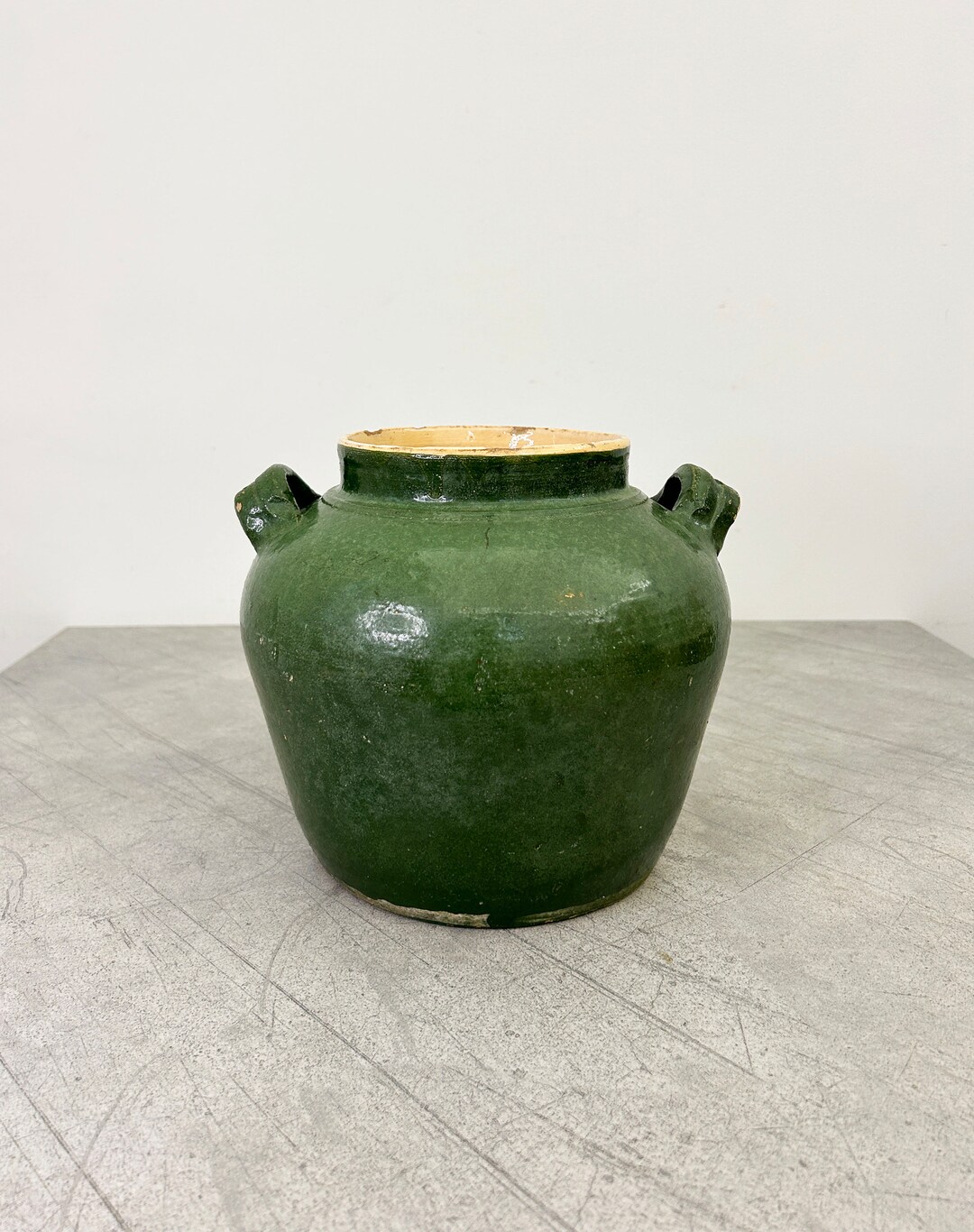 Antique Green Glaze Pot With Handles - Etsy