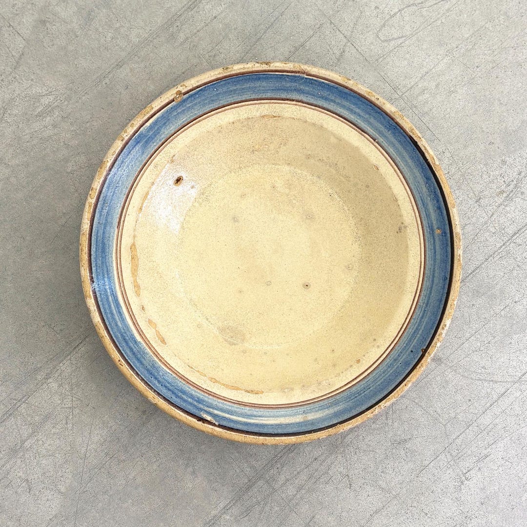 Antique Hand Painted Blue Border Plate - Etsy