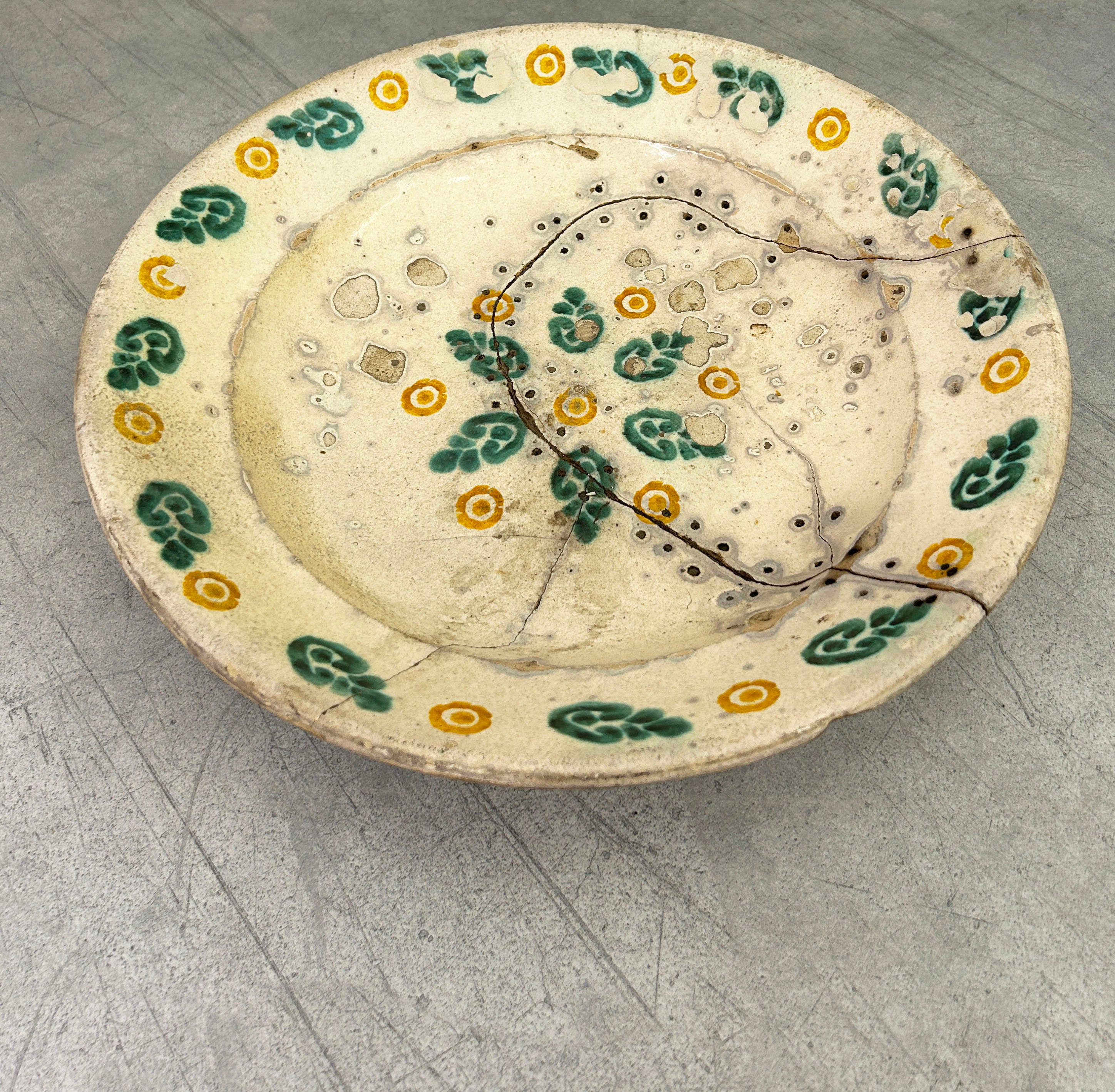 XL Antique Rustic Hand Painted Plate - Etsy