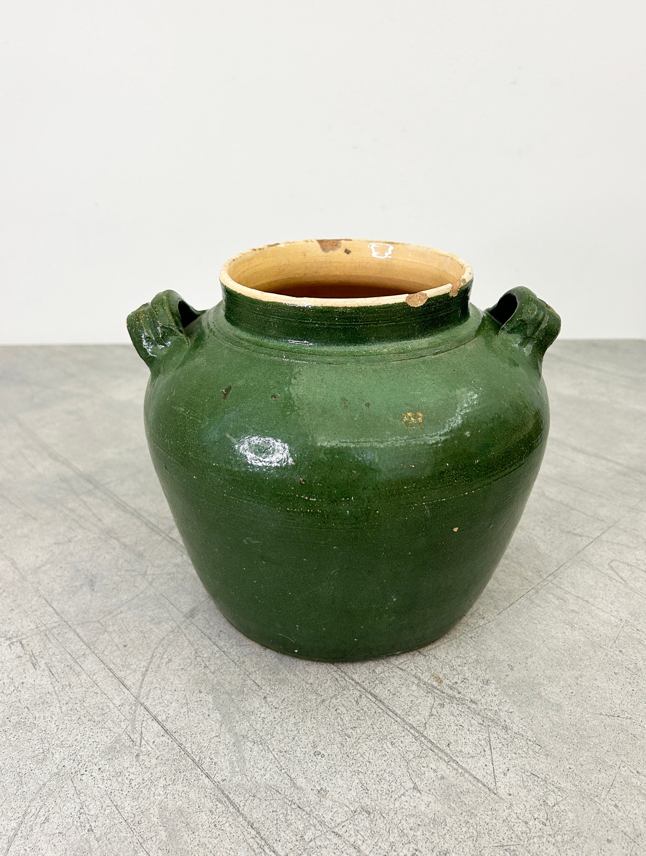 Antique Green Glaze Pot With Handles - Etsy