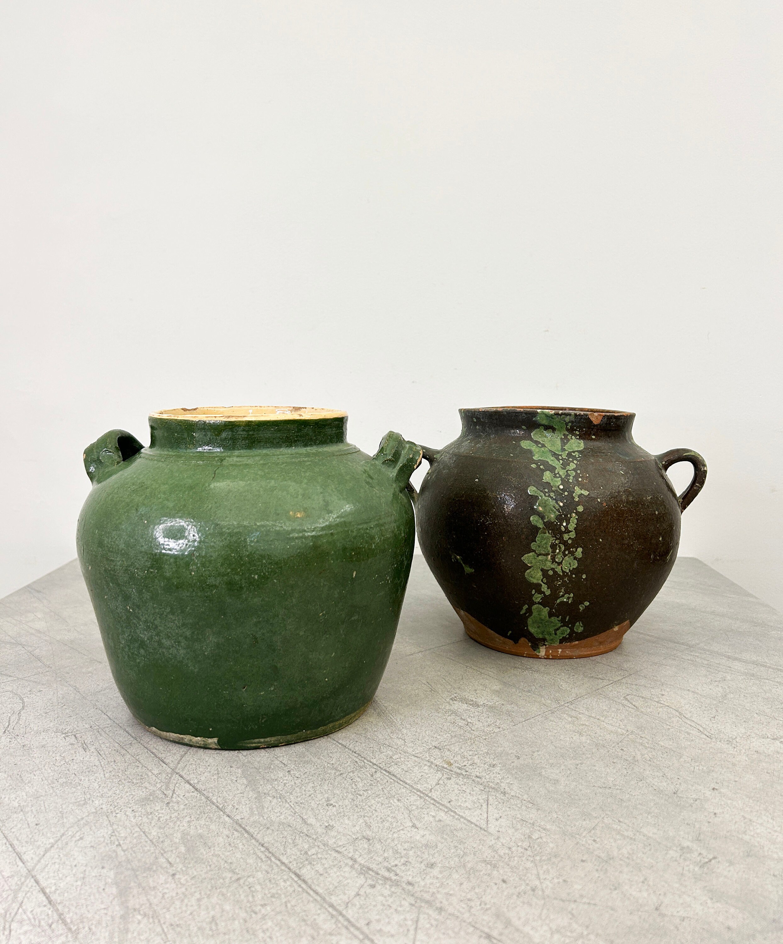 Antique Green Glaze Pot With Handles - Etsy