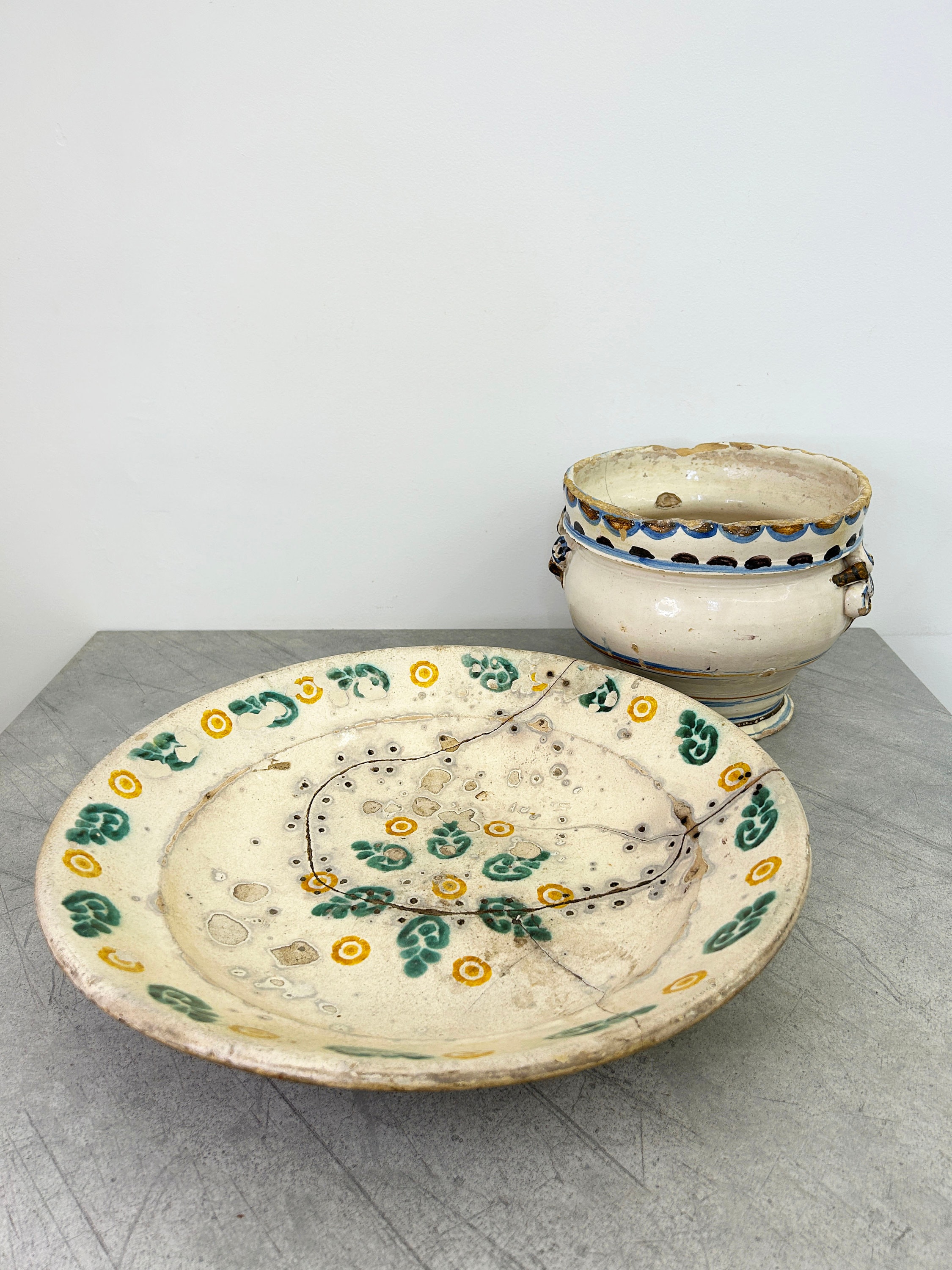 XL Antique Rustic Hand Painted Plate - Etsy