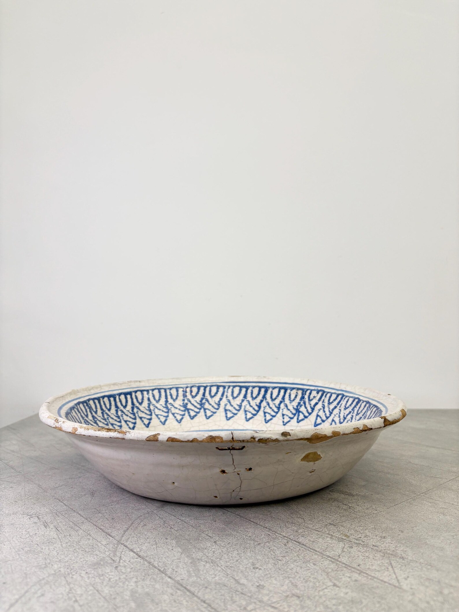 Large Antique Rustic Bowl With Old Repair - Etsy